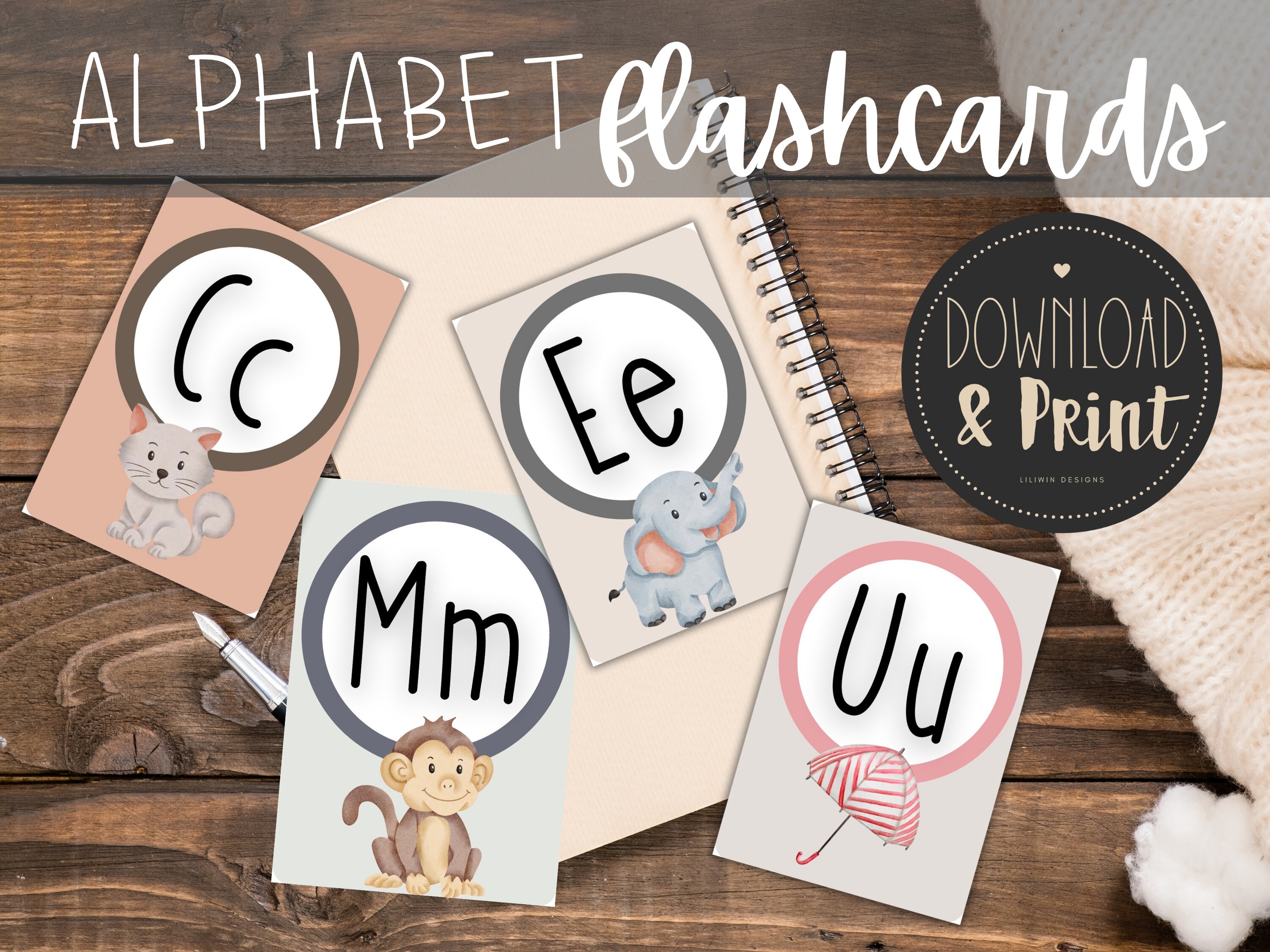 Printable Alphabet Flash Cards, Classroom Decor, Toddlers Preschool ...