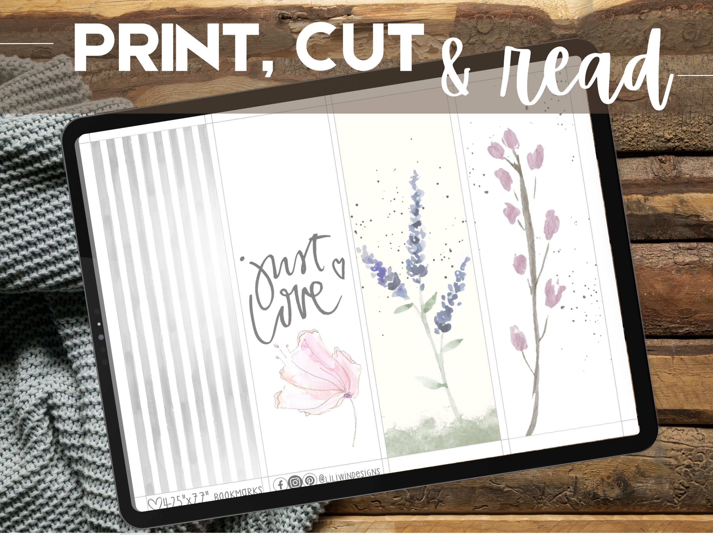 Flower Watercolor Printable Bookmark | Instant Printable Bookmarks ...