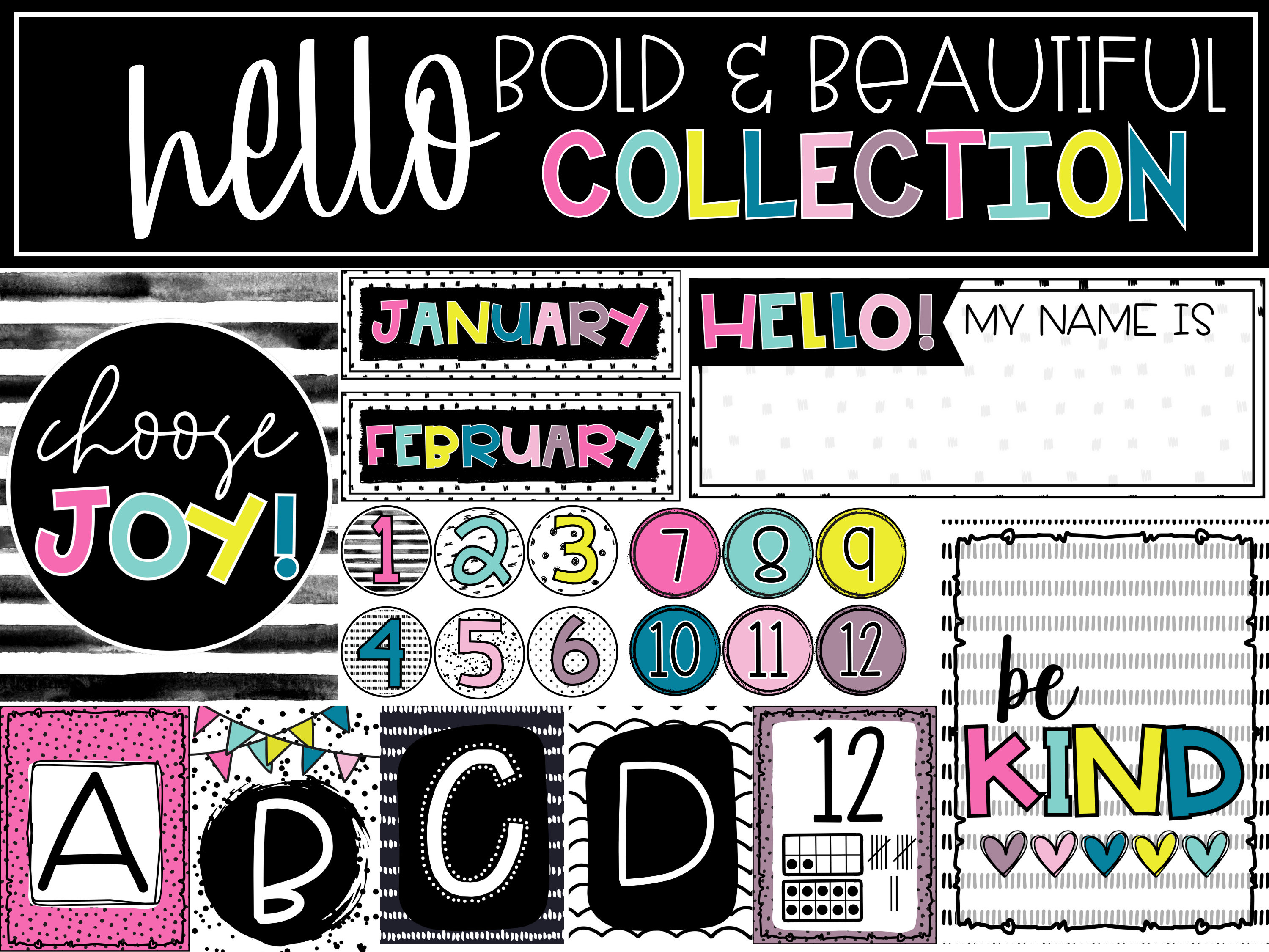 Hello! Bold & Beautiful Classroom Theme Supplies and Decorations ...