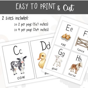 Printable Alphabet Flash Cards, Farm Theme, Classroom Decor, Toddlers ...
