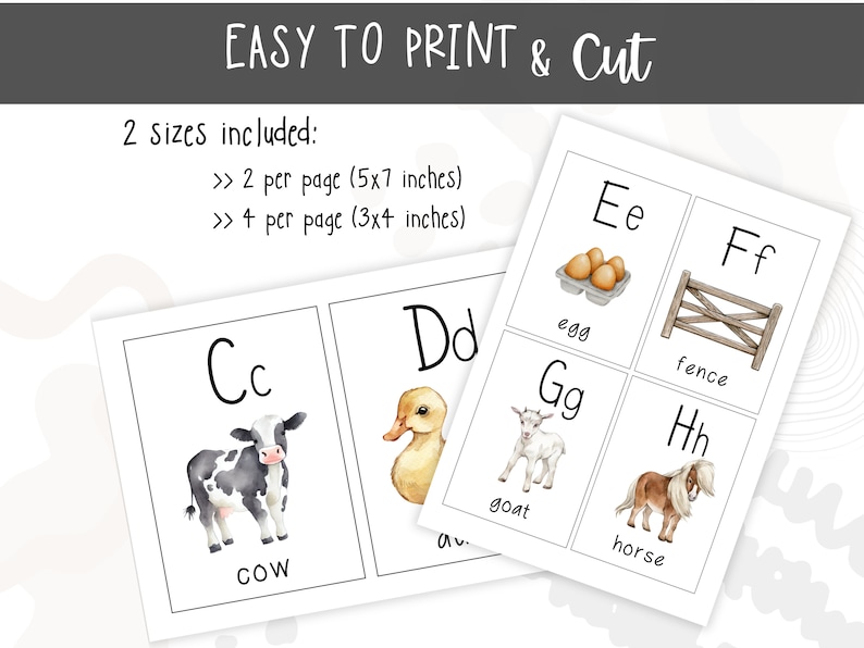 Printable Alphabet Flash Cards, Farm Theme, Classroom Decor, Toddlers ...