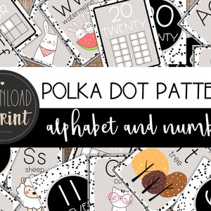 Printable Alphabet Poster Cards, Polka Dot, Classroom Decor, Toddlers ...