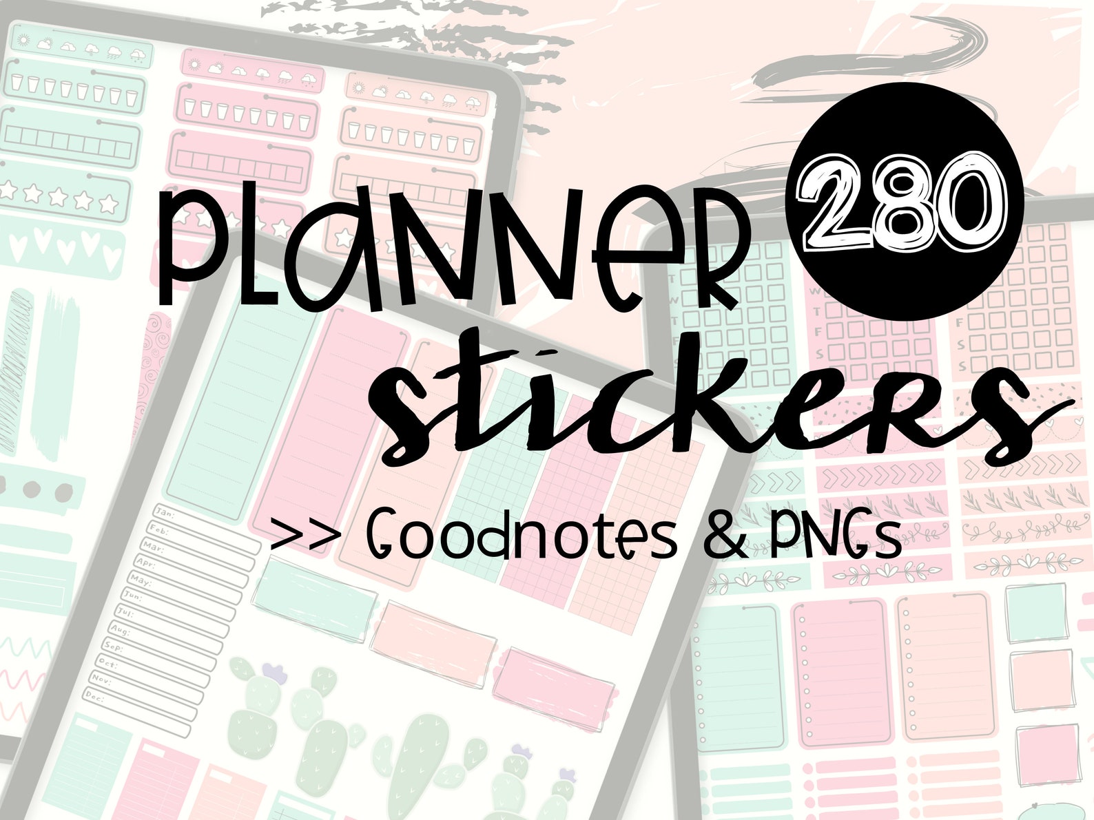 Digital Stickers for Digital Planning | Watermelon Color Planner ...