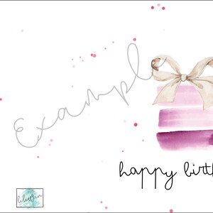 Happy Birthday Pink Cake W/bow Printable Card | Instant Download Simple ...