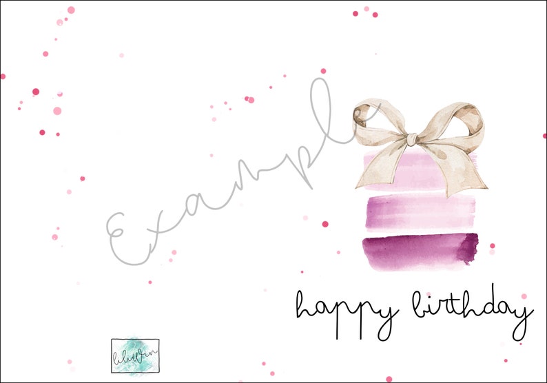 Happy Birthday Pink Cake W/bow Printable Card | Instant Download Simple ...