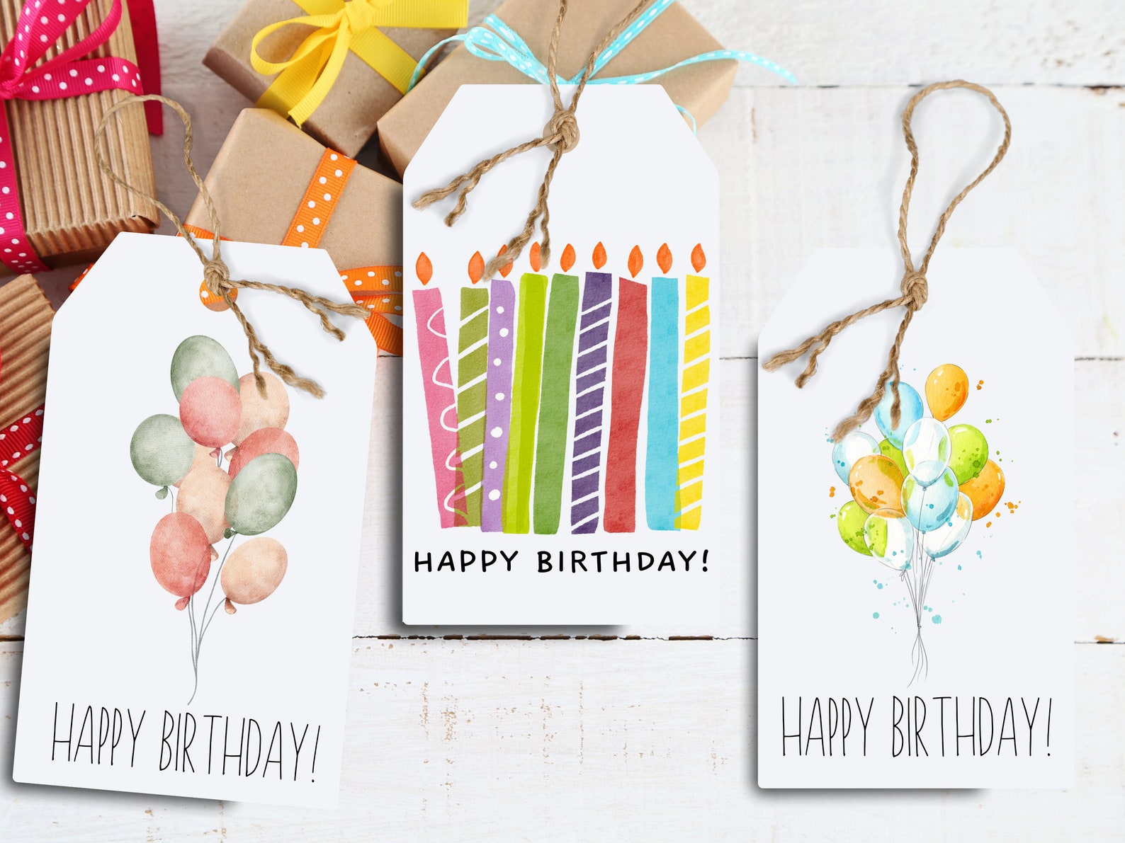 Happy Birthday Printable Gift Tags| Instant Download Simple Gift Tags ...