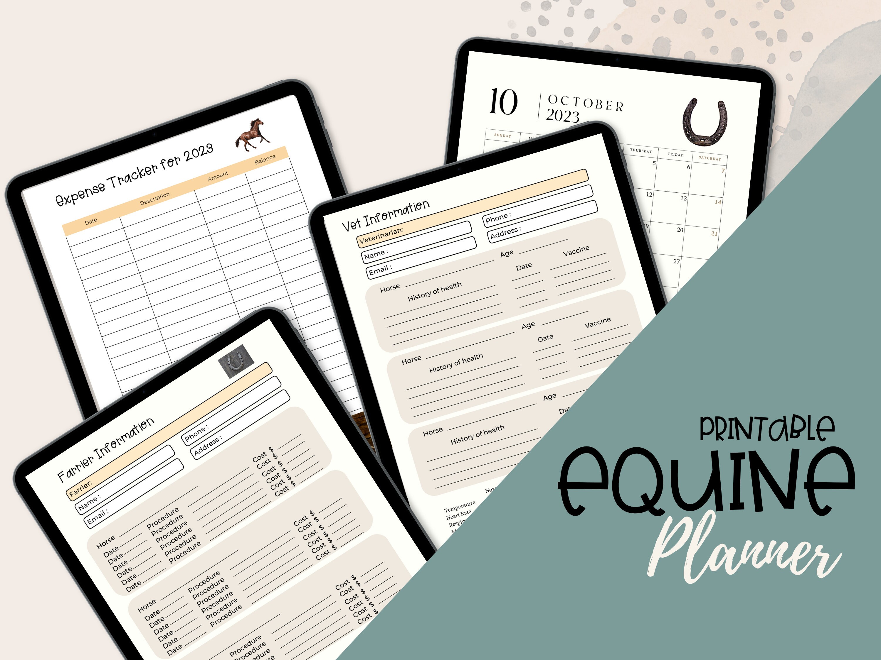 Printable Equine Planner | Horse Printable Planner | Minimal 2023 Printable Planner - Etsy