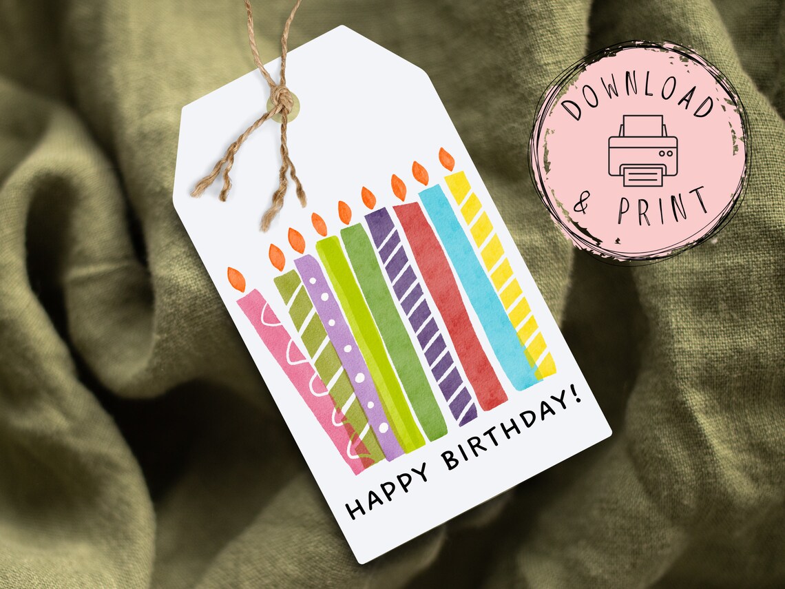Happy Birthday Printable Gift Tags Instant Download Simple Gift Tags ...