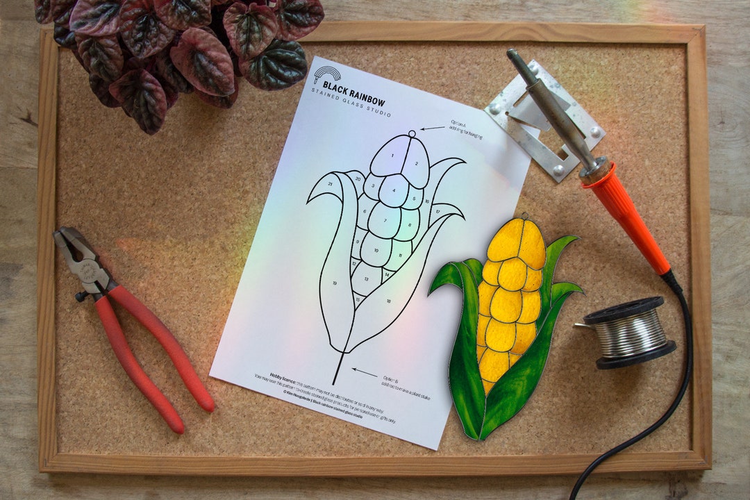 Corny Stained Glass Pattern, Willy Corn Suncatcher, Funny Corn ...