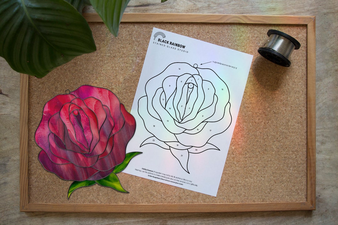 Vulva Rose Stained Glass Pattern, Yoni Rose Digital Download, Hobby ...