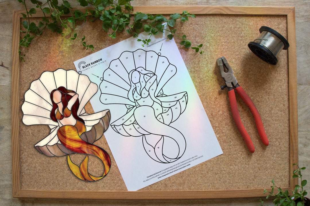 Mermaid Shell Pattern, Siren Tiffany Pattern, Sea Creature Pdf, Mermaid ...