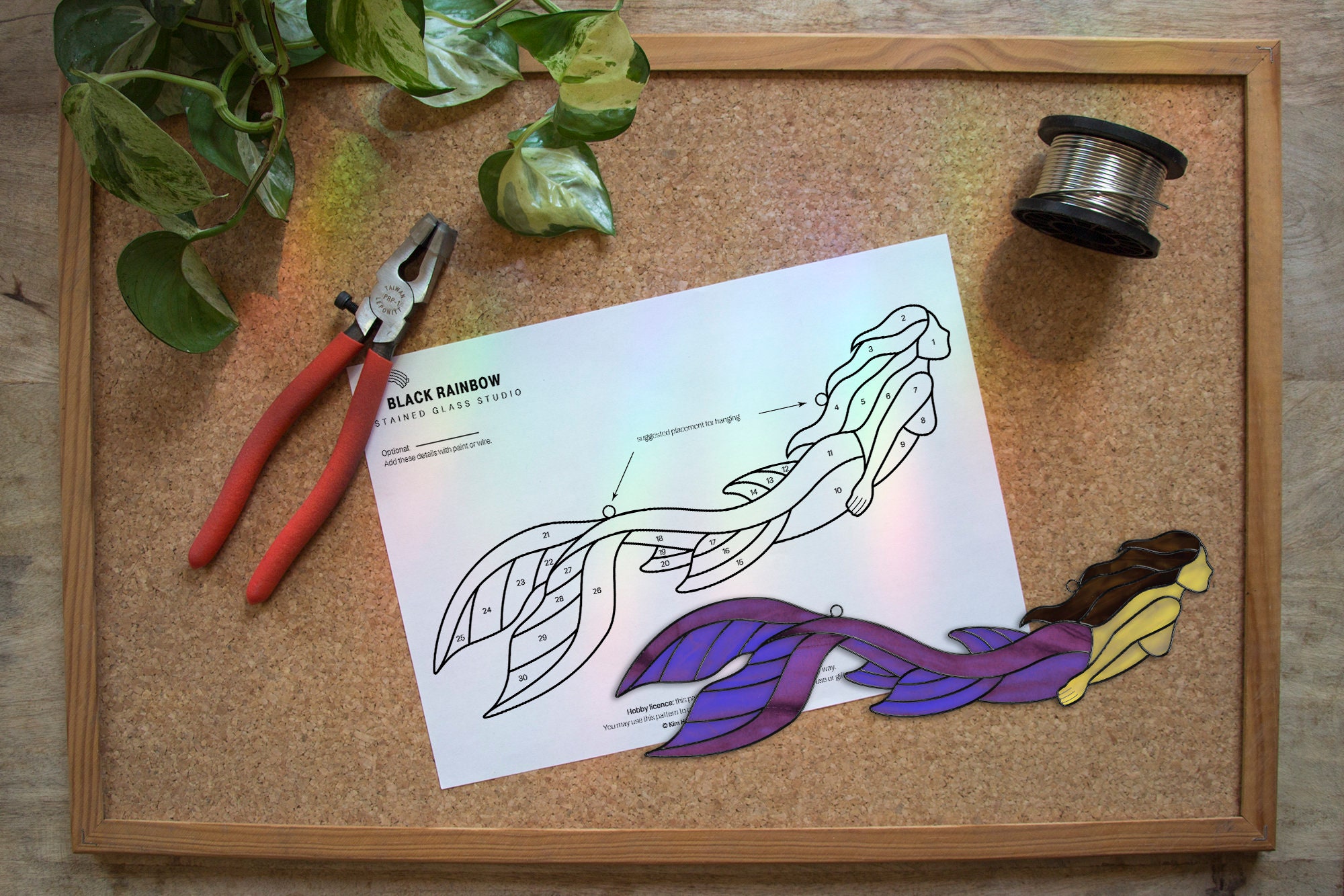 Mermaid Tiffany Pattern, Siren Stained Glass Pattern, Sea Creature ...