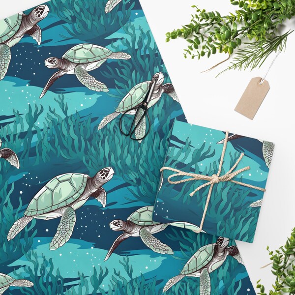 Christmas Turtle Wrapping Paper - Etsy