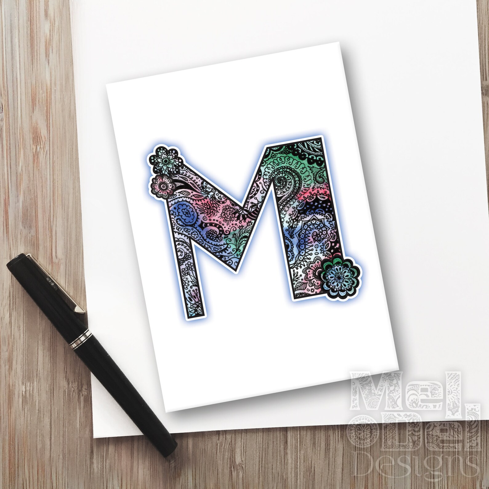 Letter M Monogram Printable Card Initial Card for Wedding Invitation ...