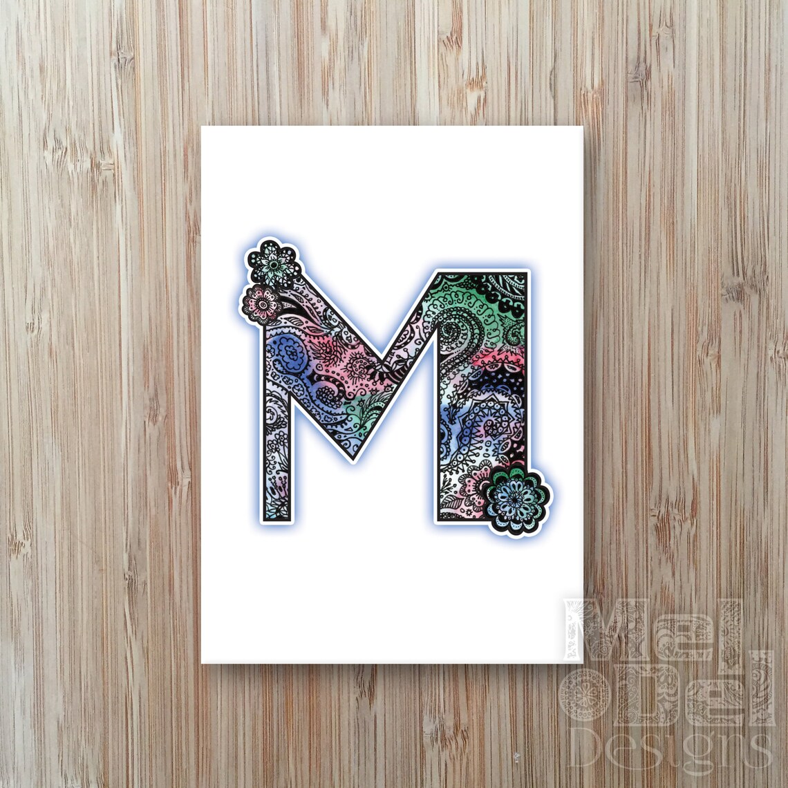 Letter M Monogram Printable Card Initial Card for Wedding Invitation ...