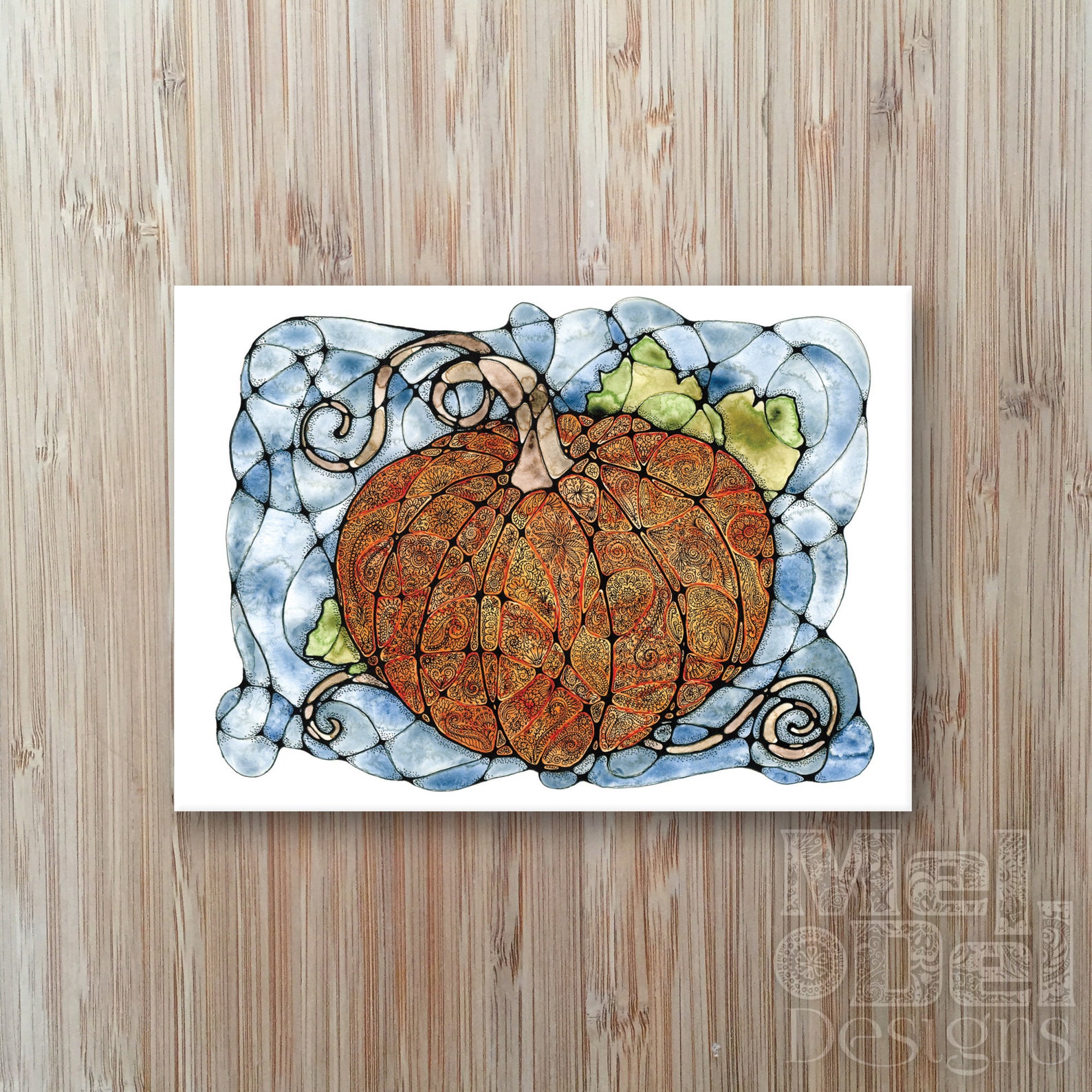 Patterned Thanksgiving Pumpkin Printable Card, Fall Greeting Card ...