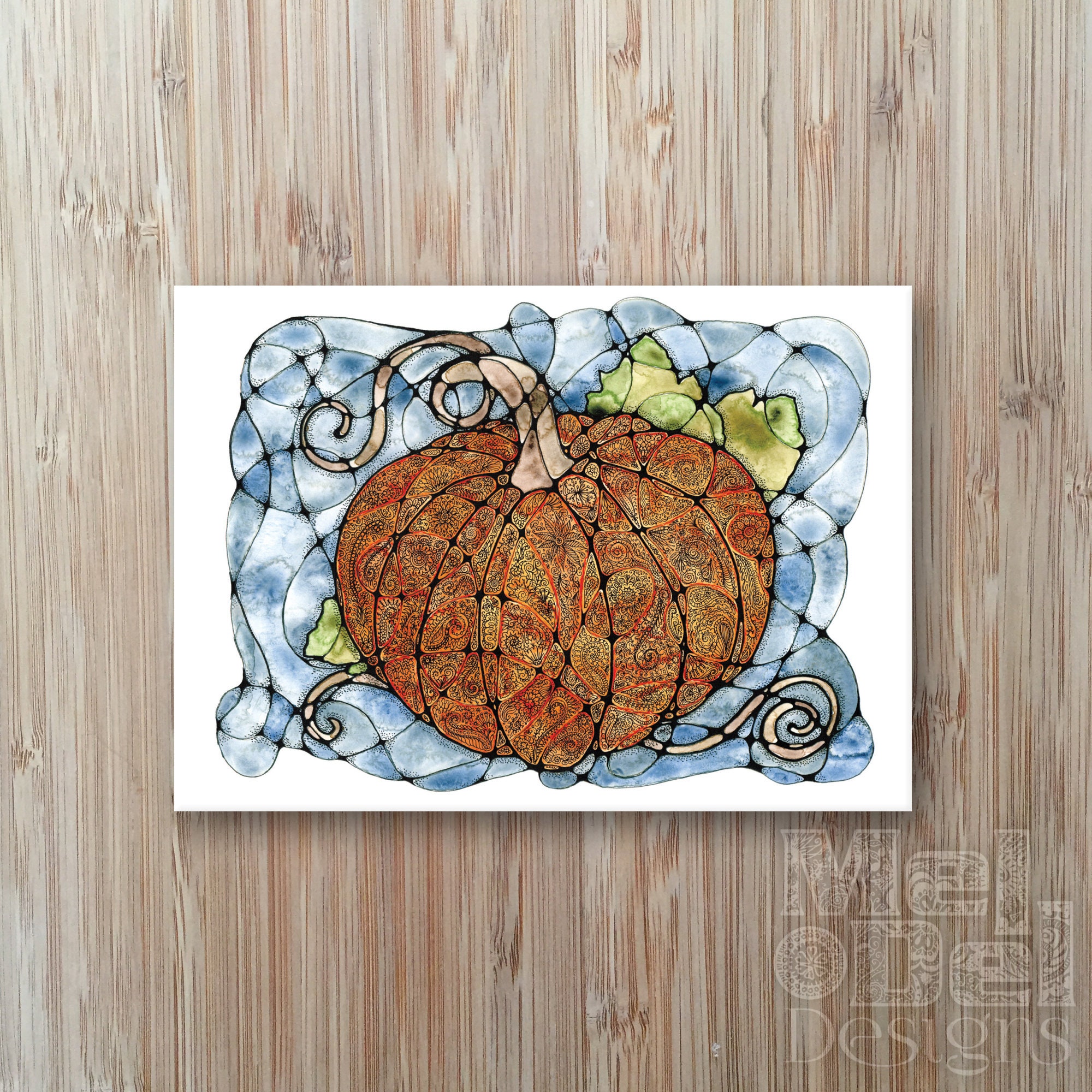 Patterned Thanksgiving Pumpkin Printable Card, Fall Greeting Card ...