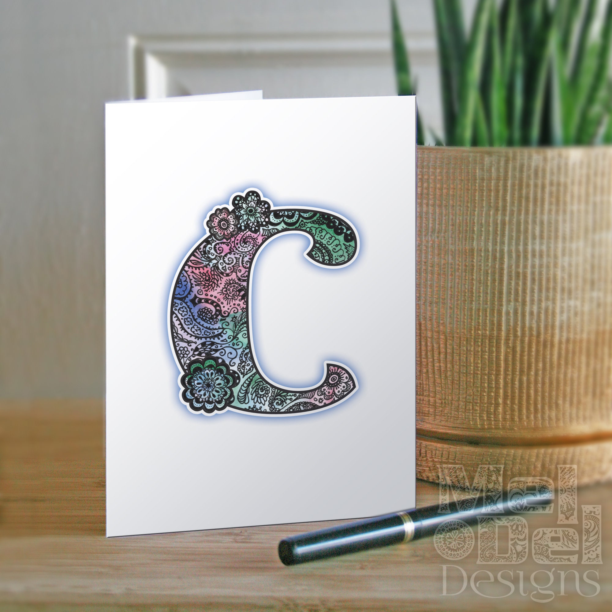 Letter C Monogram Printable Card Initial Card for Wedding Invitation ...