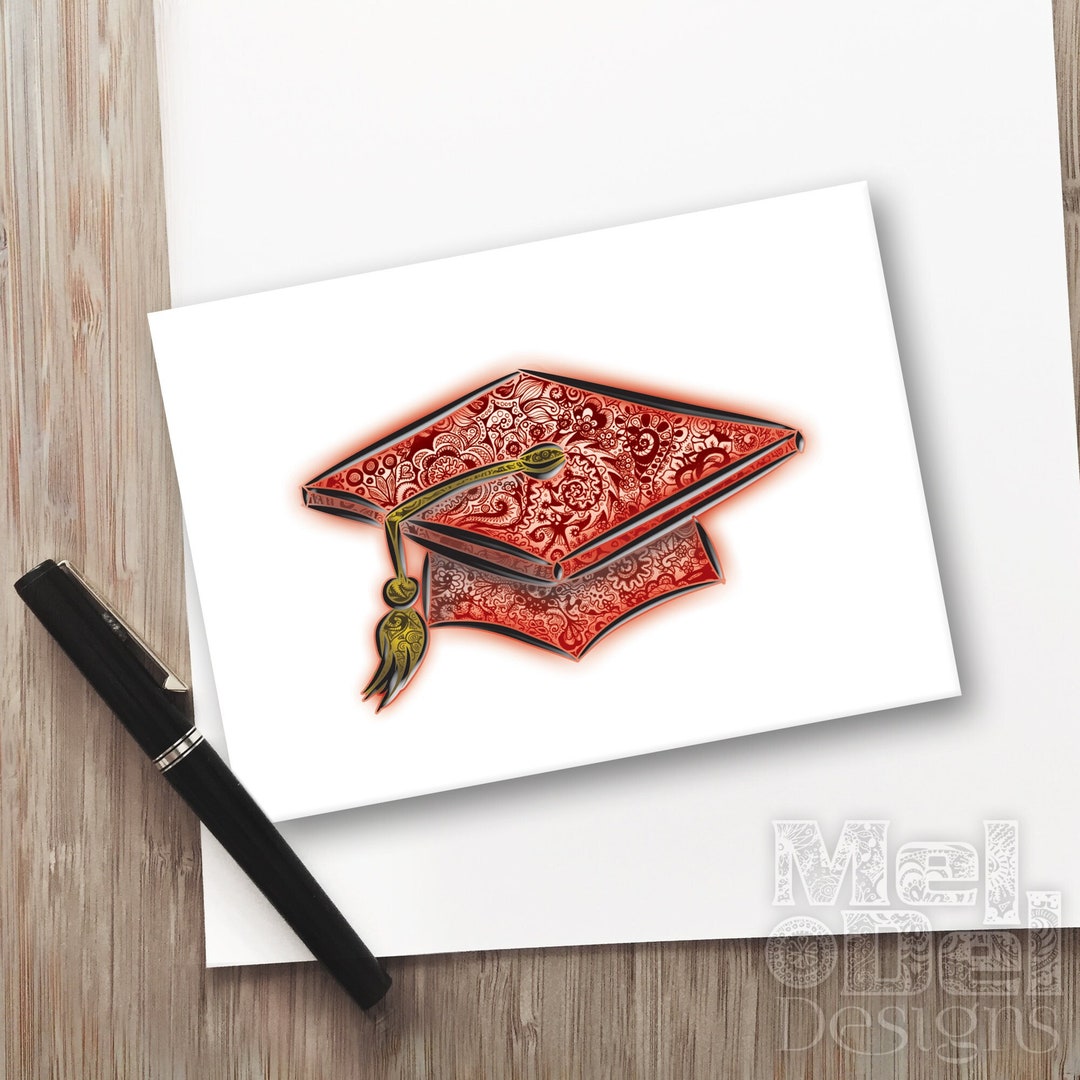 Graduation Card Printable: Red Cap Design (digital Download) - Etsy
