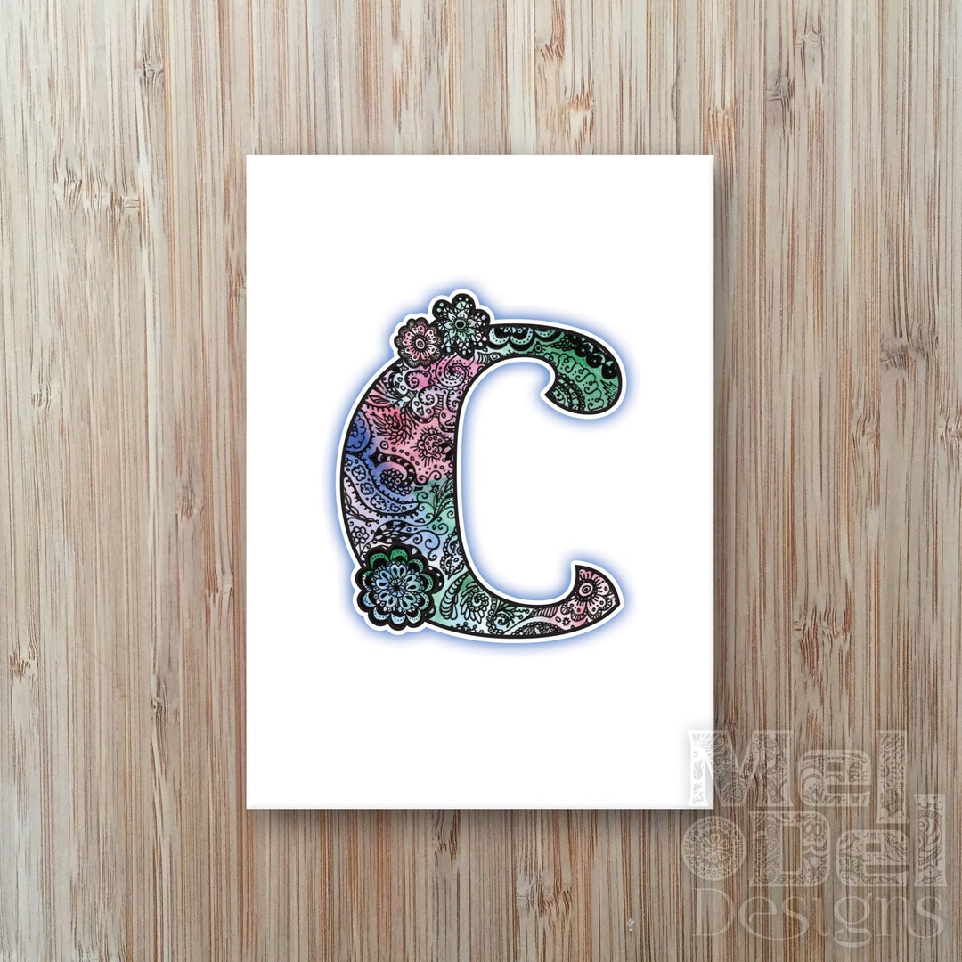 Letter C Monogram Printable Card Initial Card for Wedding Invitation ...