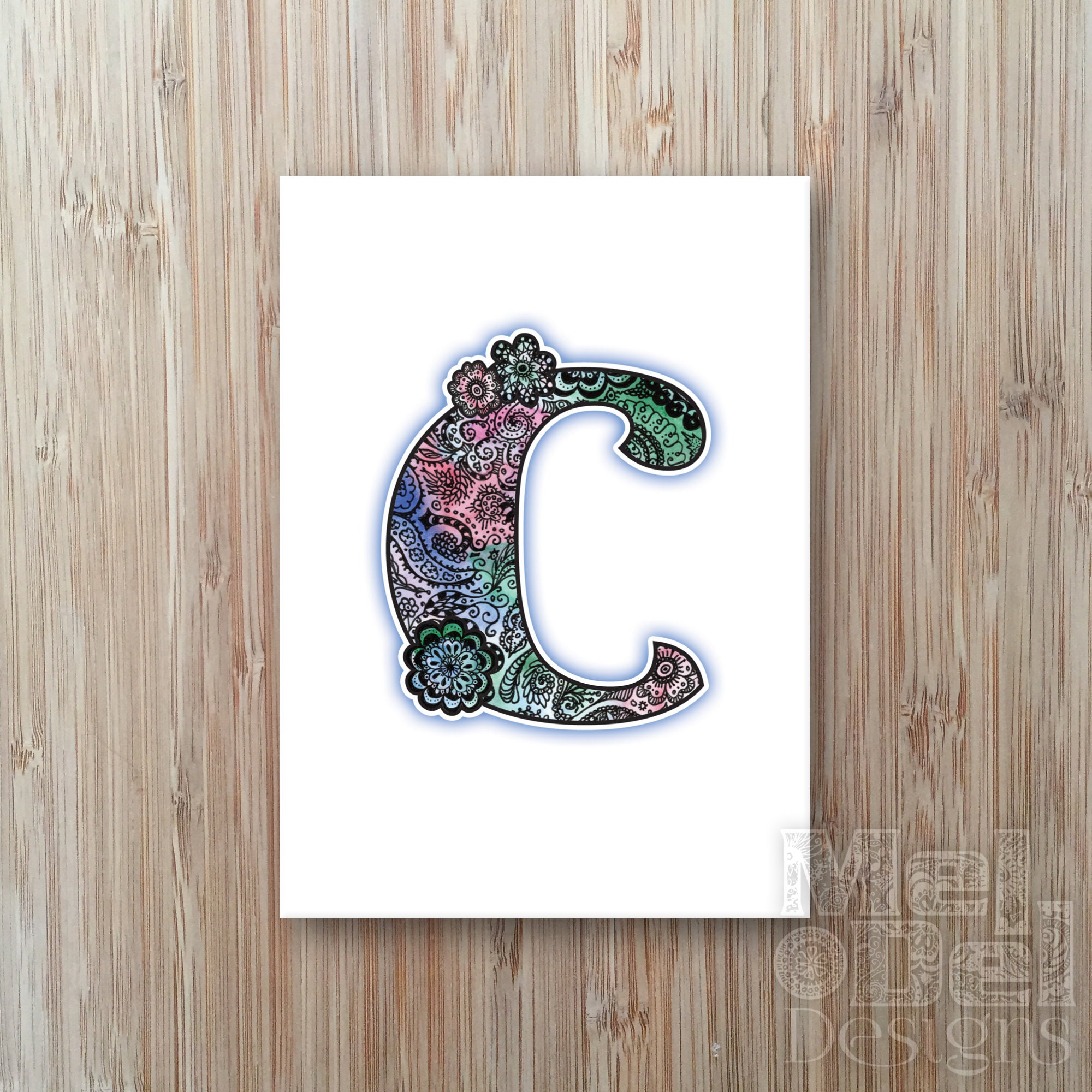 Letter C Monogram Printable Card Initial Card for Wedding Invitation ...