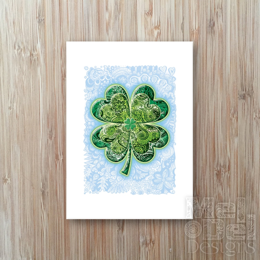 Hearts and Clover Printable Card: Springtime Notelet (digital Download ...