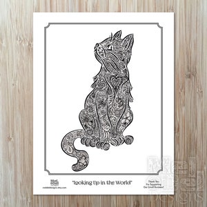 Cat Coloring Page, Printable Coloring Sheet, Cat Lover Gift, Relaxation ...