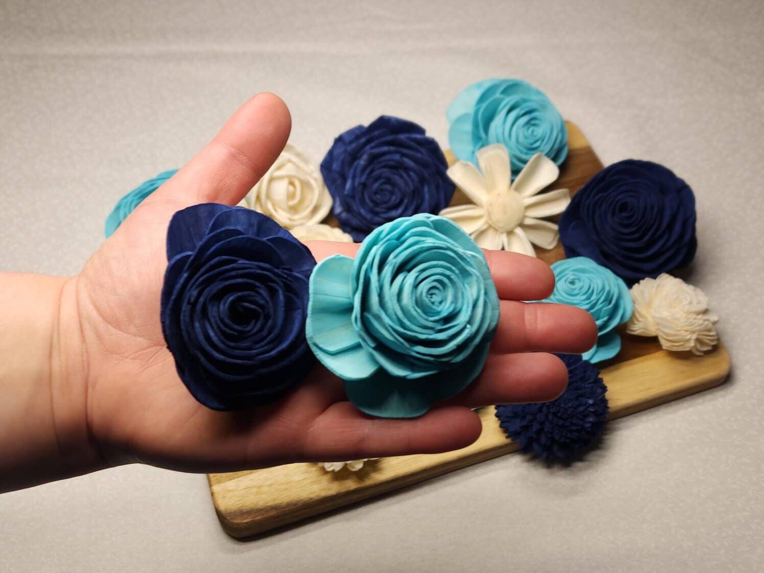 Navy Blue and Aqua Blue Sola Wood Assortment,diy Crafts,sola Wood ...