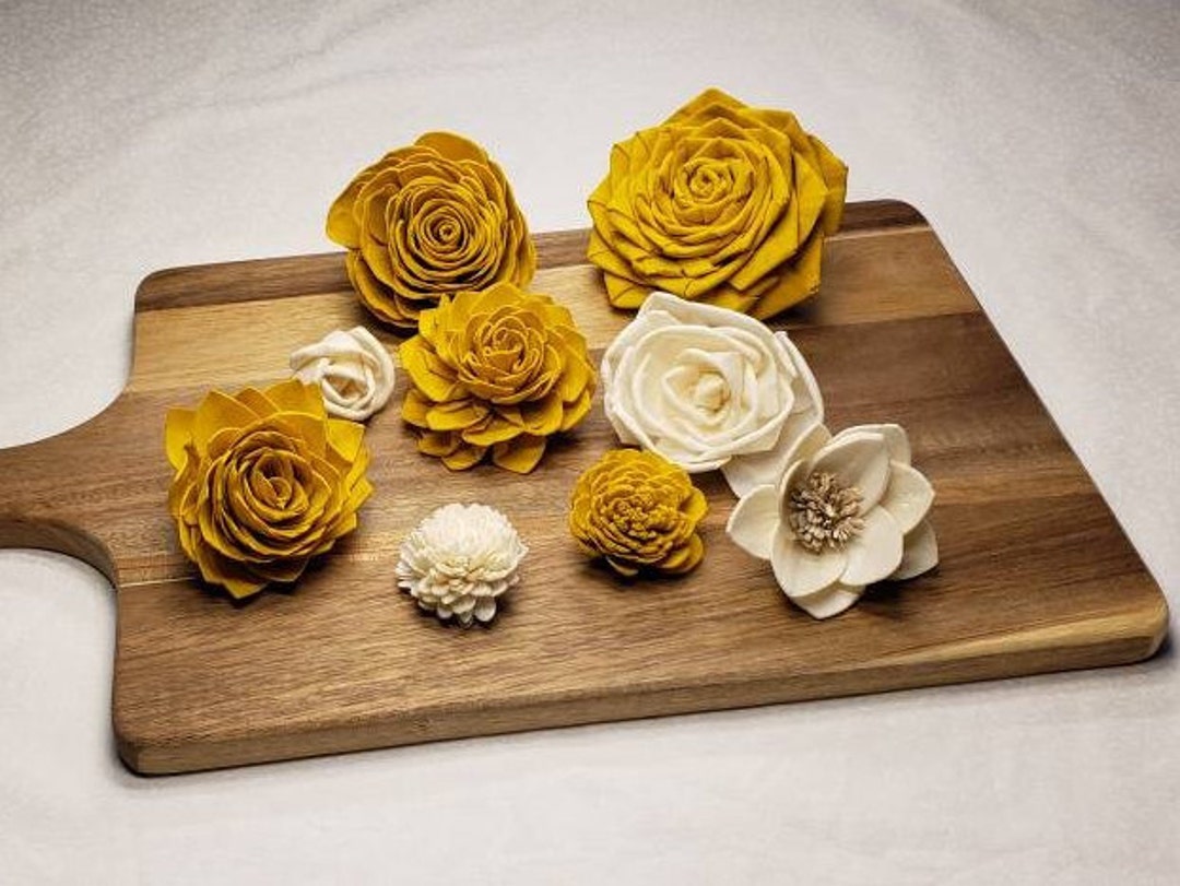 Mustard and Natural Sola Wood Assortment,sola Wood Flowers, Sola Flower ...