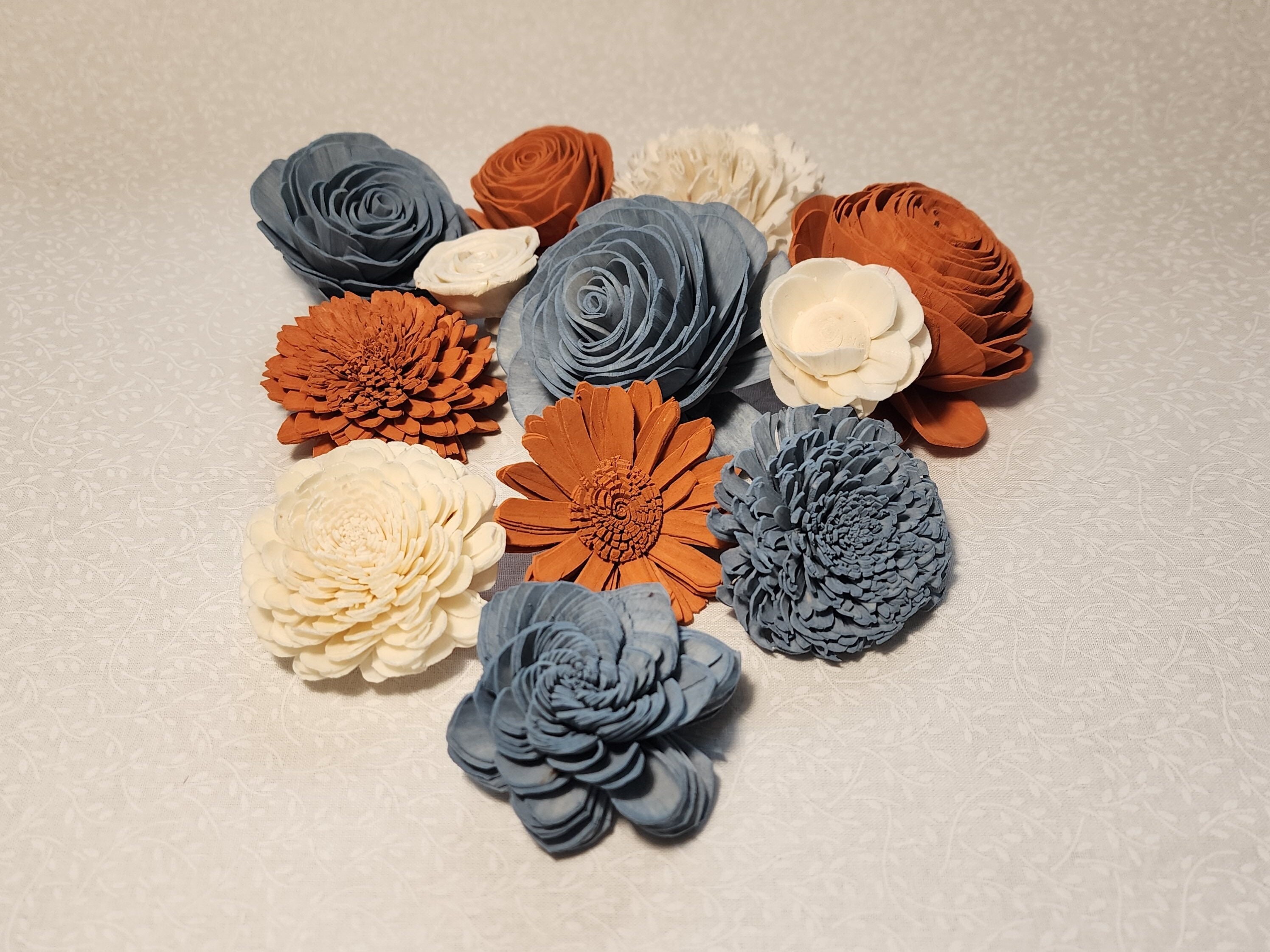 Dusty Blue and Burnt Orange Sola Wood Assortment,diy Crafts,sola Wood ...