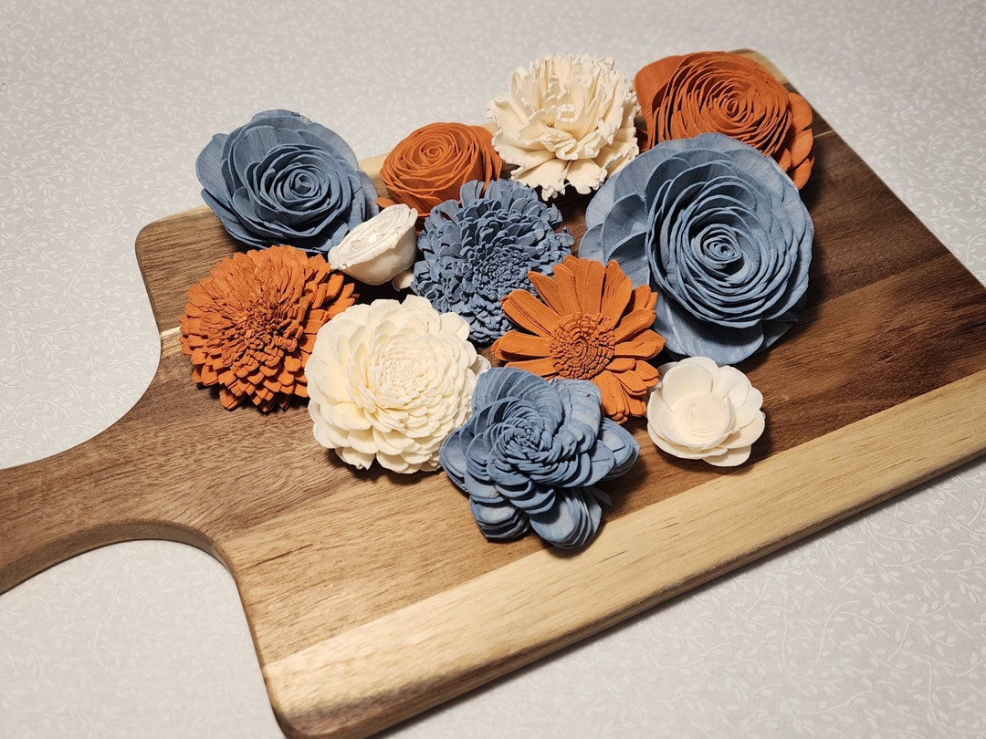 Dusty Blue and Burnt Orange Sola Wood Assortment,diy Crafts,sola Wood ...