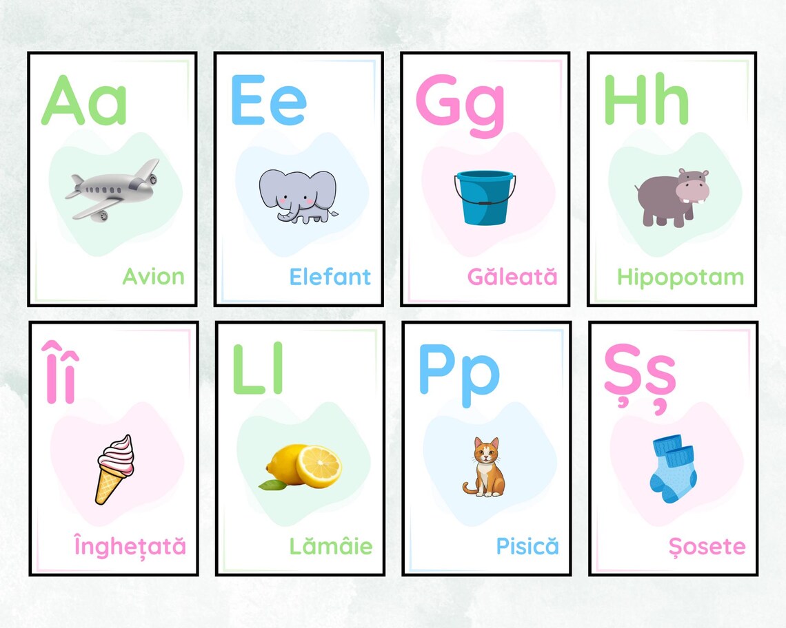 Alfabet Romanesc / Romanian Alphabet Flash Cards - Etsy