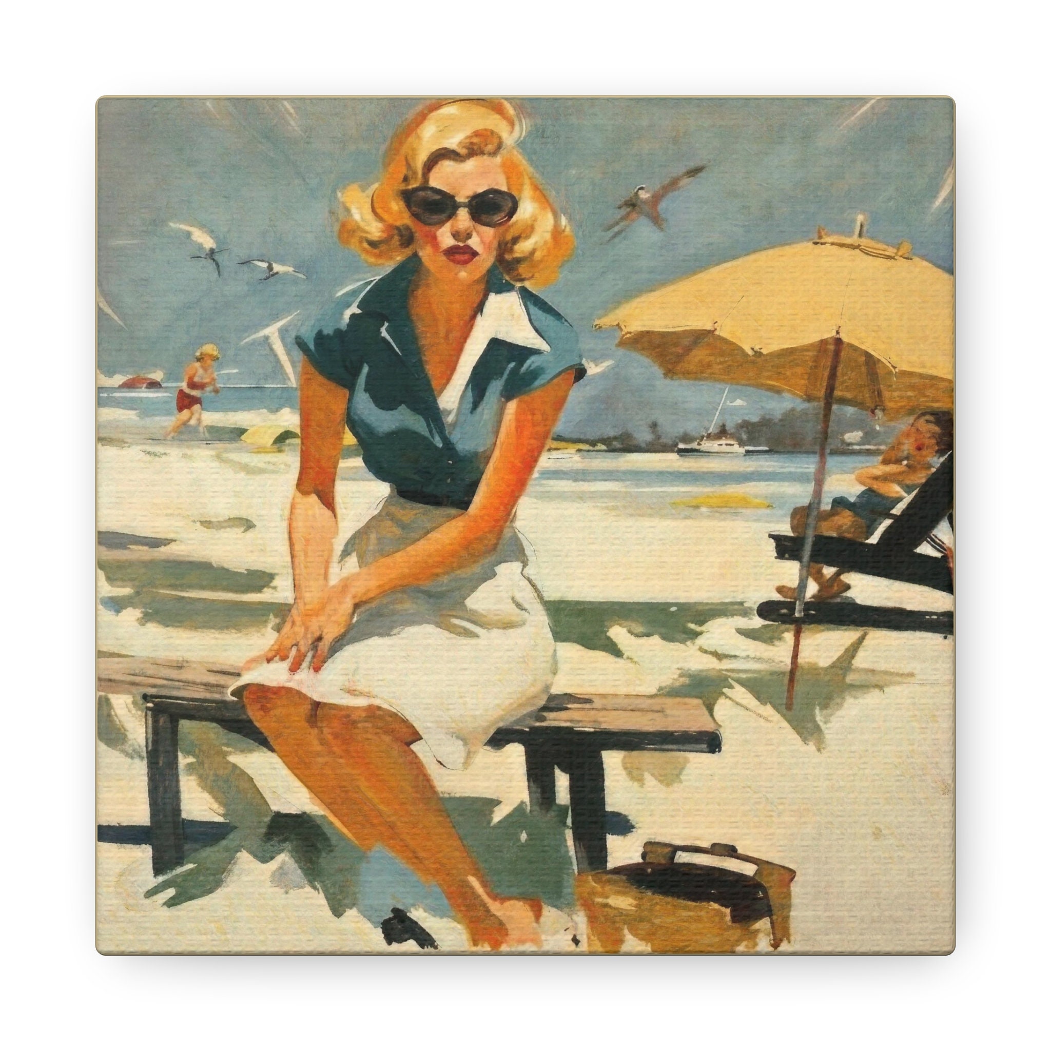 Mid Century Modern Summer Wall Art - Coastal Karen Digital Art Painting ...