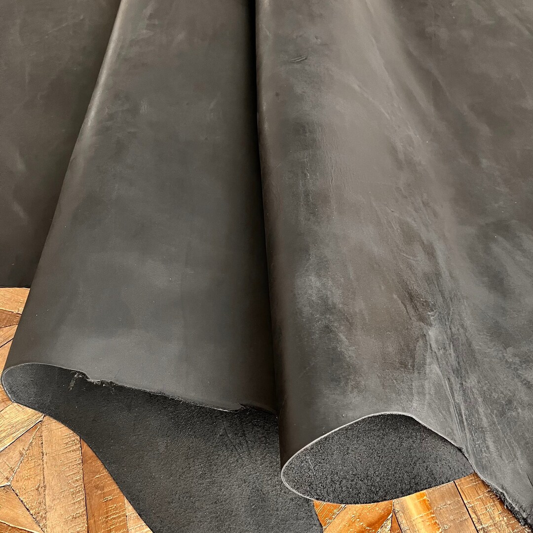 Disstressed Black Oil Tanned Waxed Full Grain Leather Skin, Leather for ...