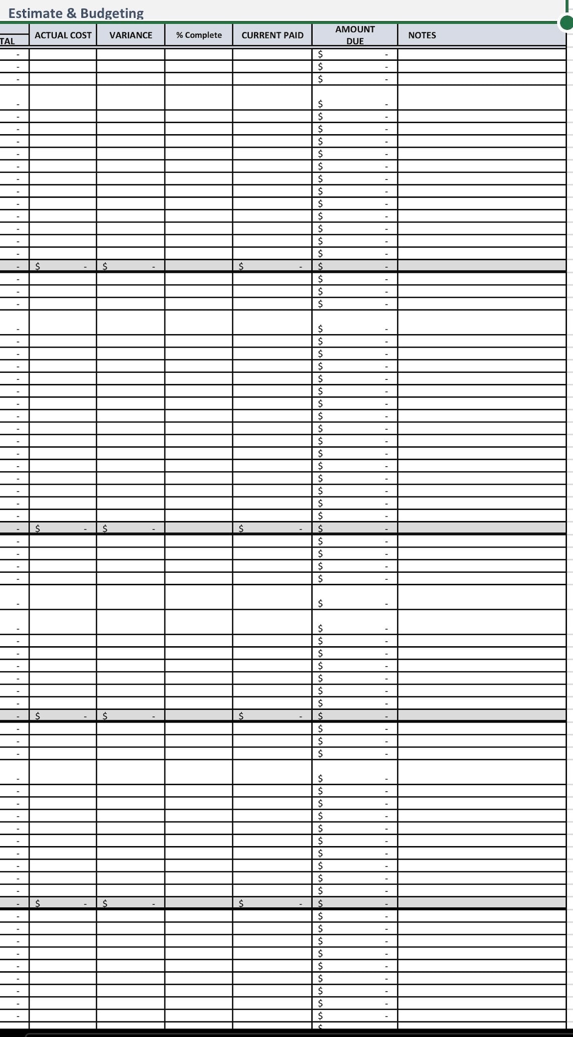 Construction Budget and Estimate Worksheet - Etsy