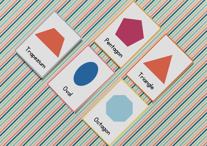 16 Geometric Shape Flashcards - Montessori Learning Material for Kids ...