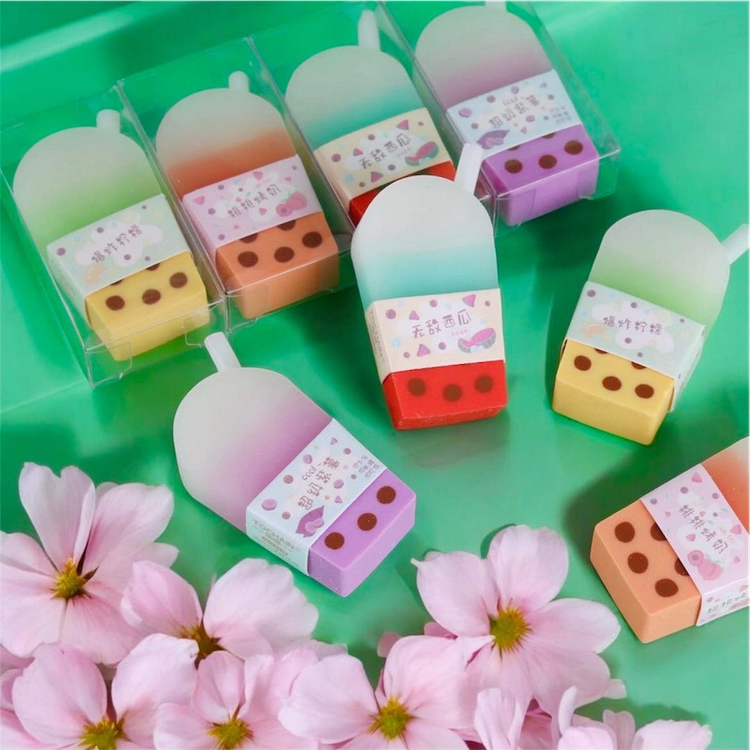 Milk Tea Erasers | Watermelon Juice Erasers | Kawaii Boba Eraser | Fun ...