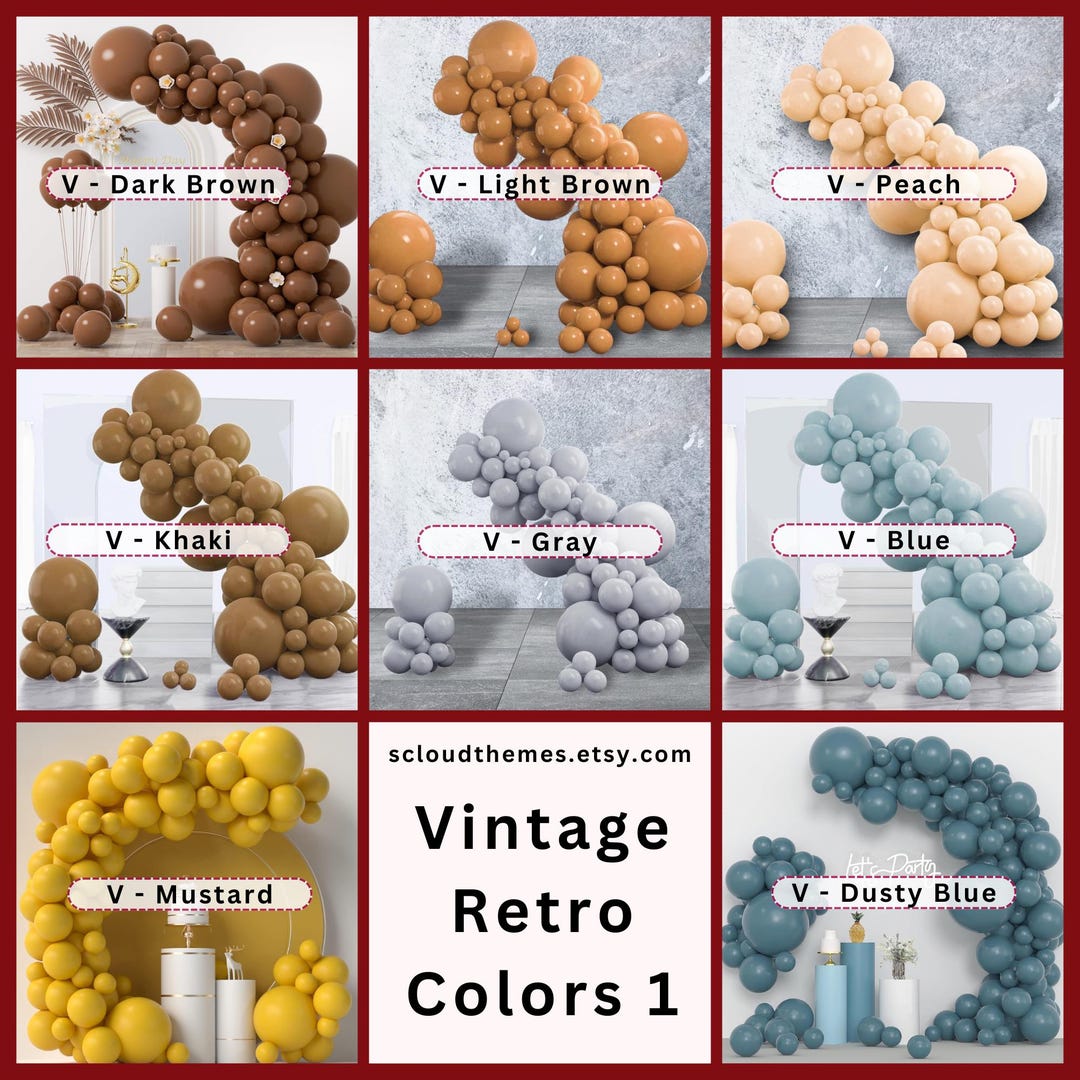 Balloon Garland Set - 84 Balloons - Pastel Metallic Retro Vintage ...
