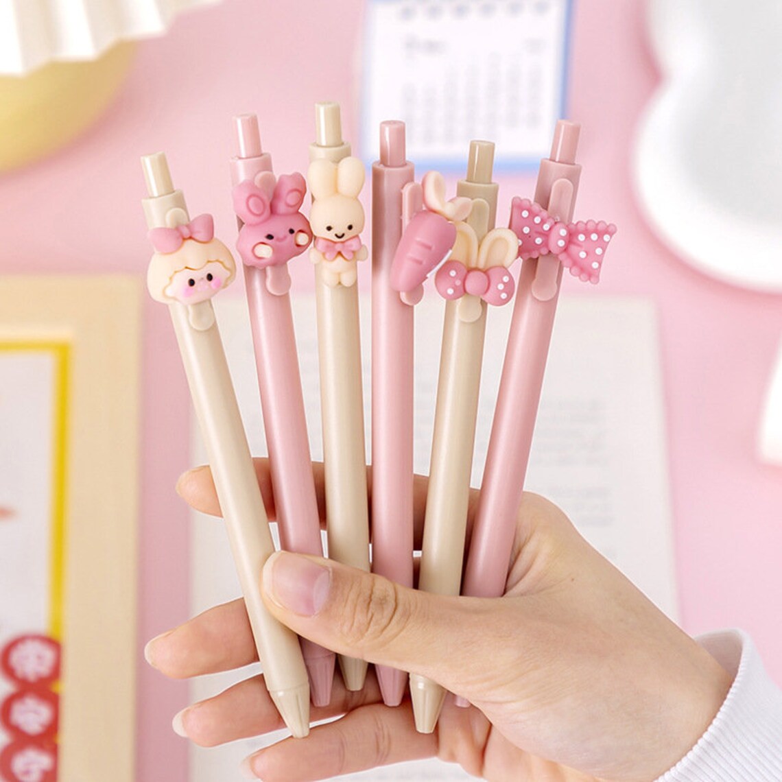 6 Pcs Rabbit Pens | Black Ink Ball Pen Sets | Cute Pen Stationery Set ...