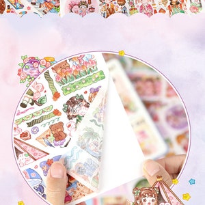 Cute Travel Bear Girl Sticker Gift Set 7"x9" 200+ Pink and Purple ...