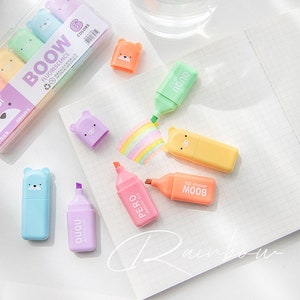 Bear Highlighter 6 Pens Set | Cute Bear Pens for School | Adorable Animal Shaped Highlighters ...