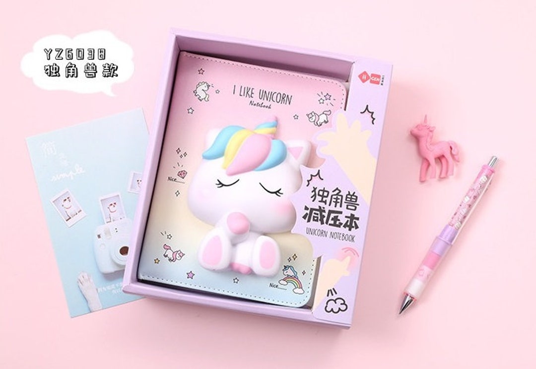 3D Squishy Unicorn Decompression Notebook | 6''x8'' 200 Pages | Cute ...