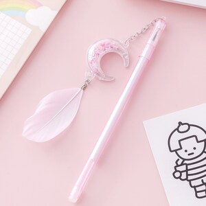 Moon Pen | Kawaii Pink Light Blue White Purple Pen | Stationery Pen ...