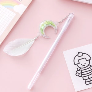 Moon Pen | Kawaii Pink Light Blue White Purple Pen | Stationery Pen ...