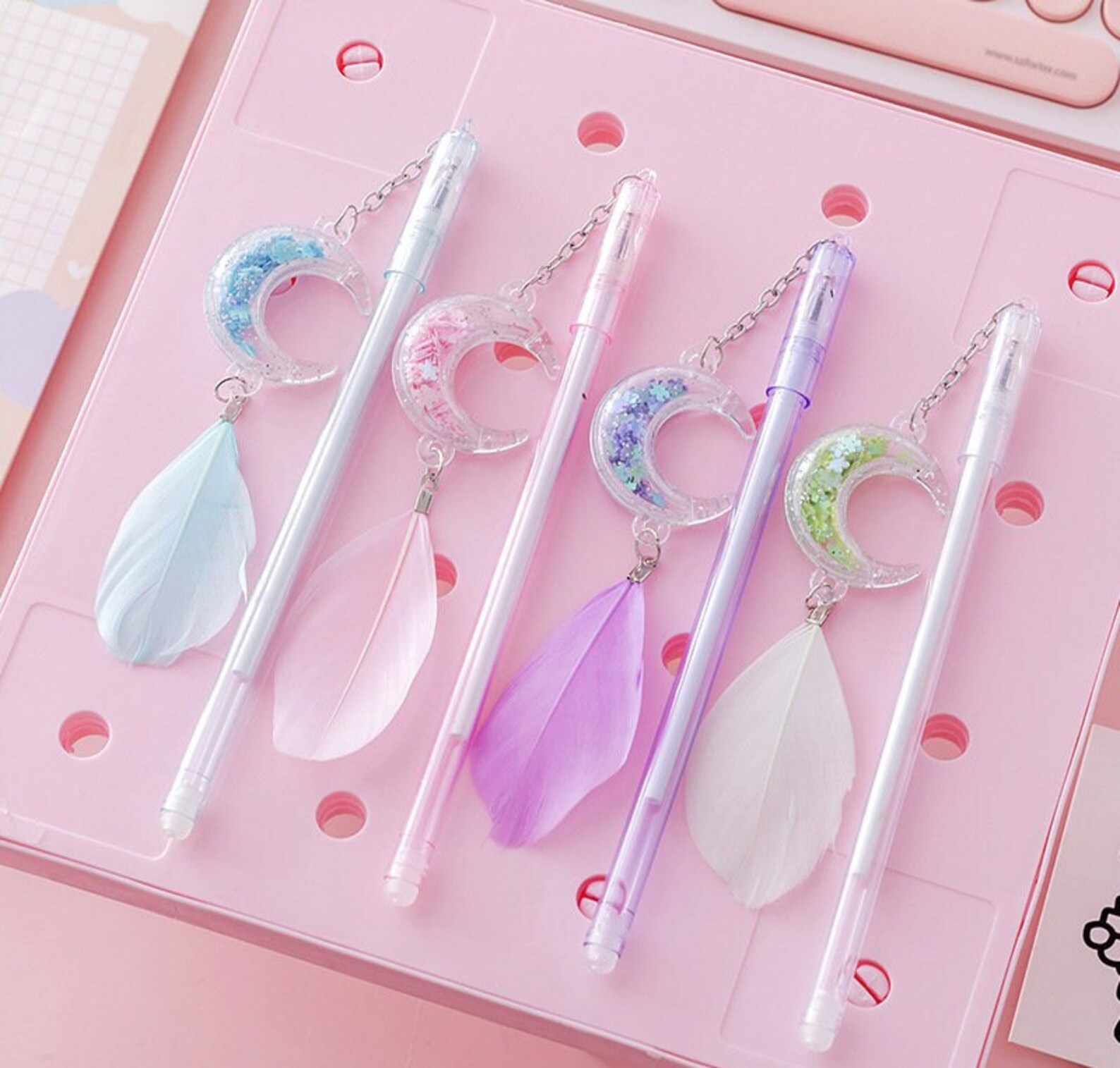 Moon Pen | Kawaii Pink Light Blue White Purple Pen | Stationery Pen ...