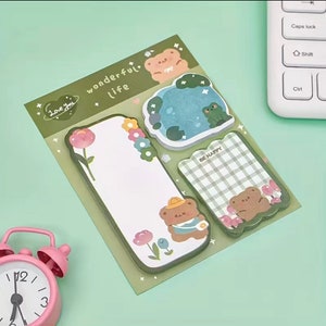 Cute Cartoon Animal Sticky Notes | Bear Bunny Sticky Notes | Note Pad ...