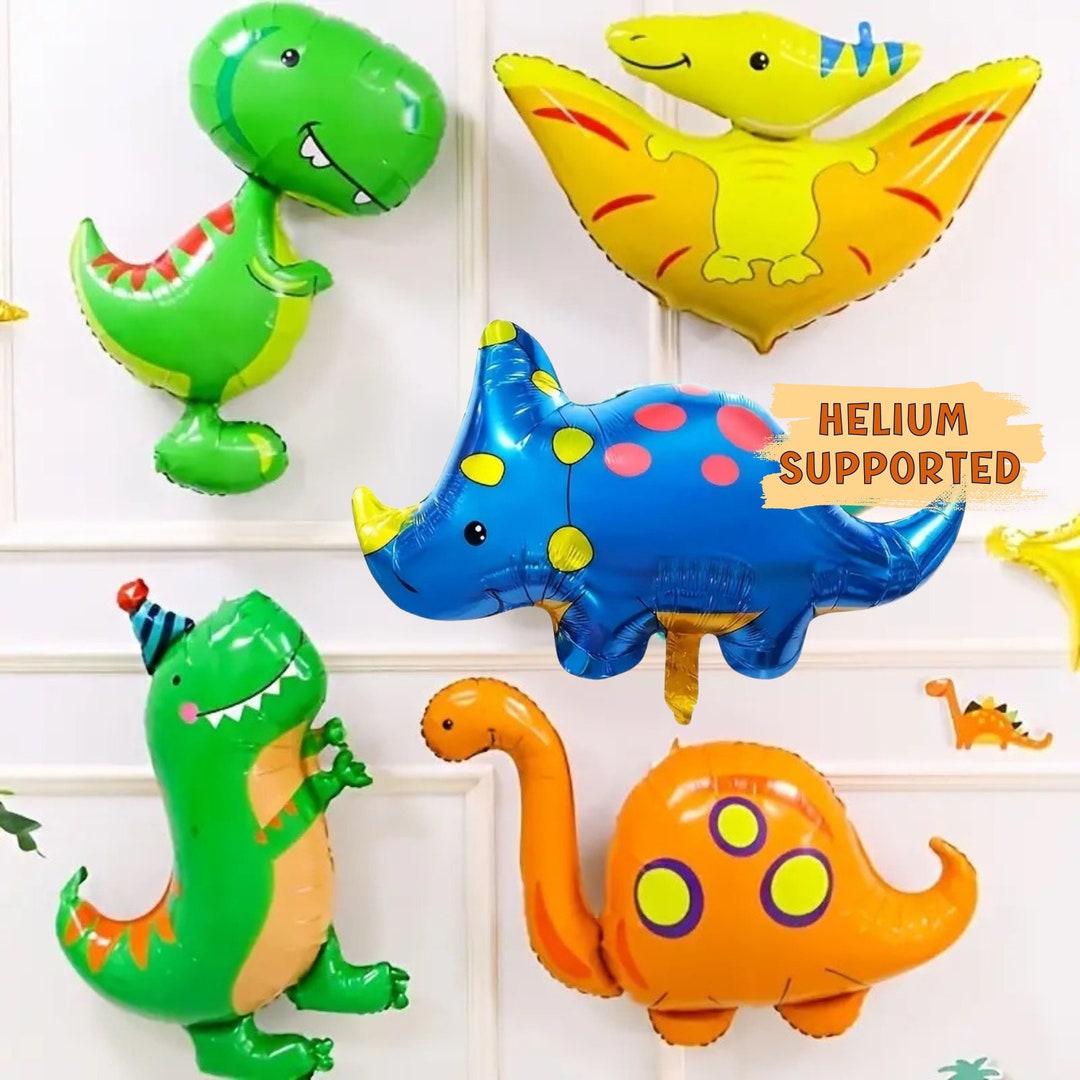 Dinosaur Balloons - Set of 5 JUMBO 3D or 4D Dino Balloons - Party ...
