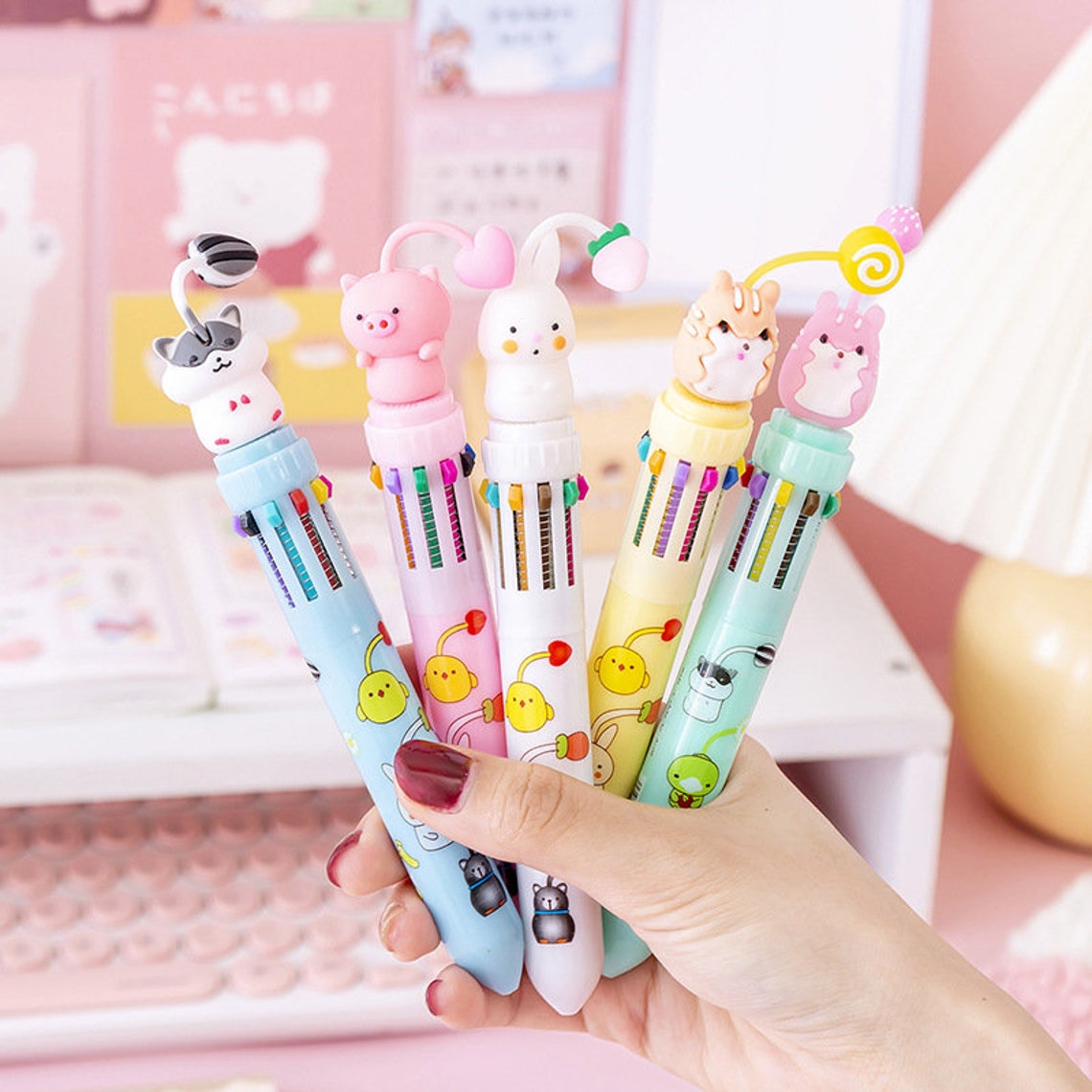 Cute Animal Pen | Multiple Color Ink Pen | Rabbit Raccoon, Hamster ...