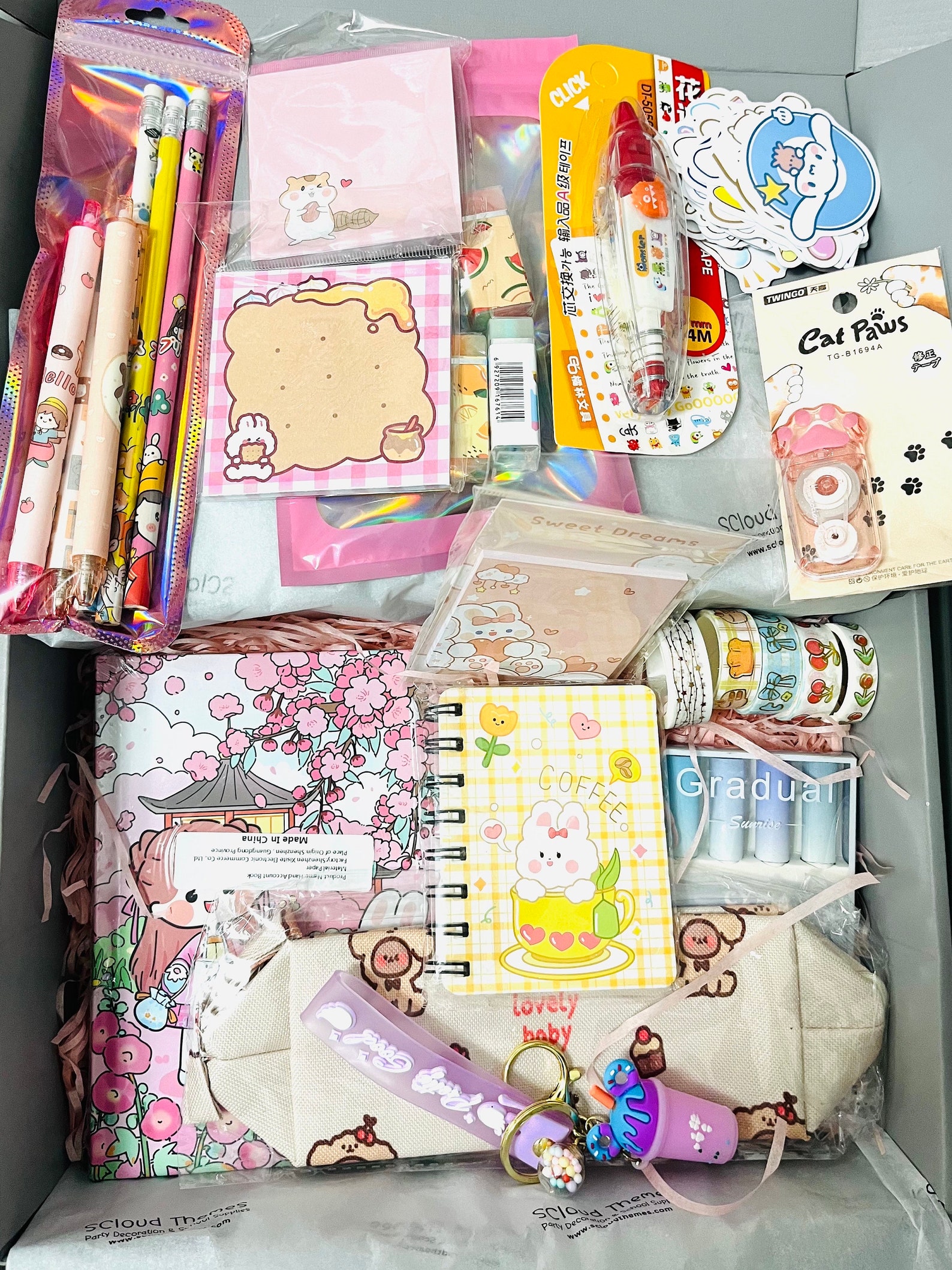 Kawaii Stationery Gift Box Bundle | Mystery Box of Notebooks, Washi ...