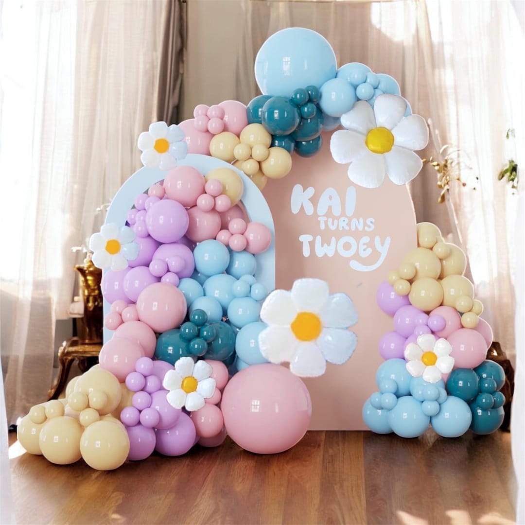 Bluey Color Daisy Flower Balloon Garland DIY Kit - Princess, Summer ...